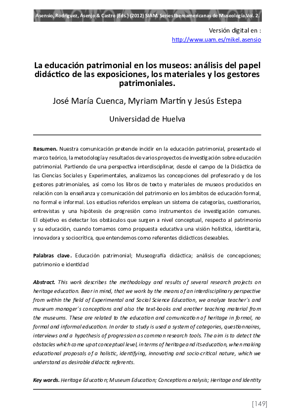 (PDF) La educación patrimonial en los museos: análisis del papel didáctico de las exposiciones ...