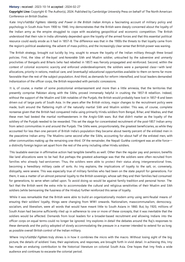 (PDF) Review of Kate Imy's Faithful fighters