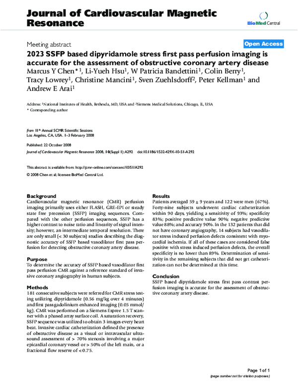(PDF) 2023 SSFP based dipyridamole stress first pass perfusion imaging is accurate for the ...