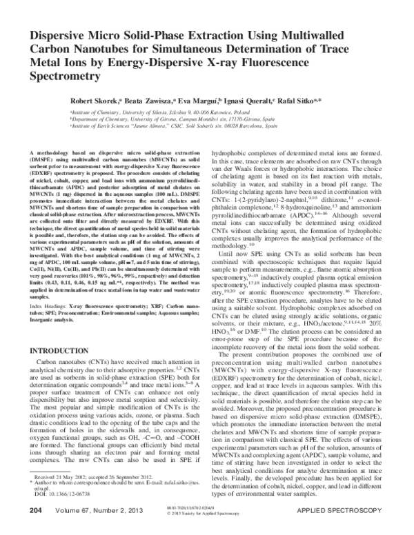 (PDF) Dispersive Micro Solid-Phase Extraction Using Multiwalled Carbon ...
