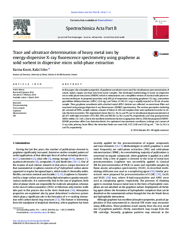 Pdf Trace And Ultratrace Determination Of Heavy Metal Ions By Energy Dispersive X Ray
