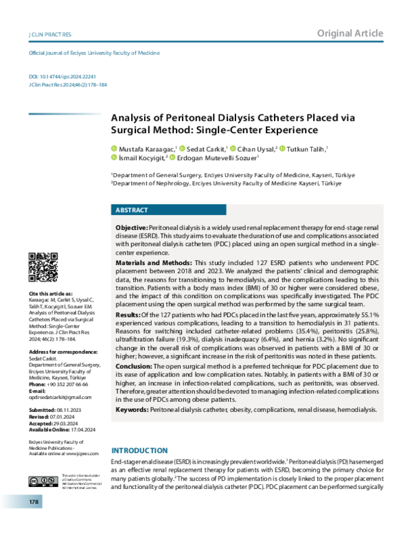 (PDF) Karaagac M, Carkit S, Uysal C, Talih T, Kocyigit İ, Sozuer EM ...