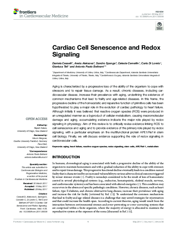 (PDF) Cardiac Cell Senescence and Redox Signaling