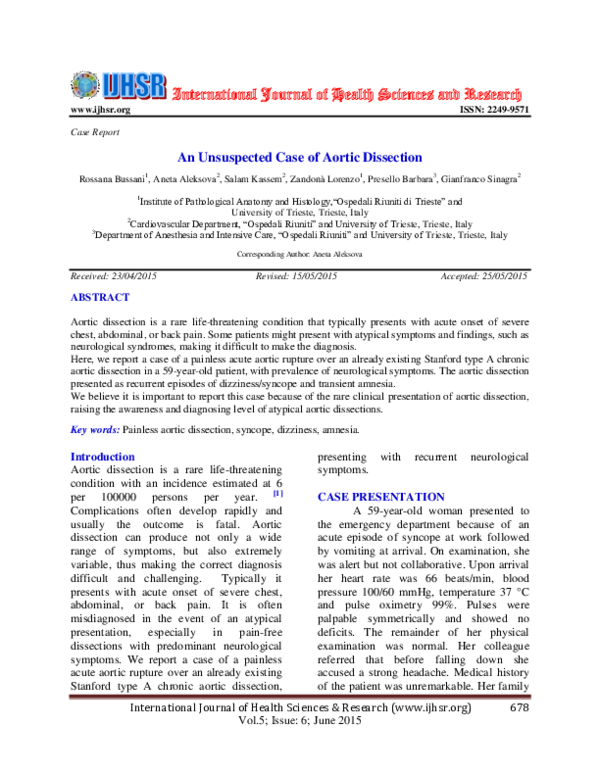 (PDF) An Unsuspected Case of Aortic Dissection