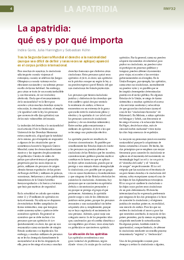 (PDF) La apatridia: qué es y por qué importa