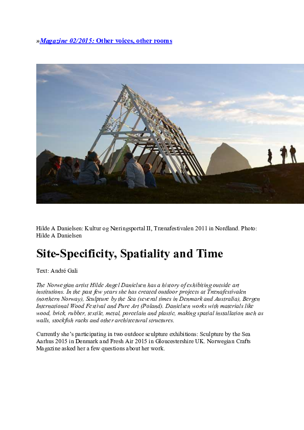 (PDF) Site-Specificity, Spatiality and Time