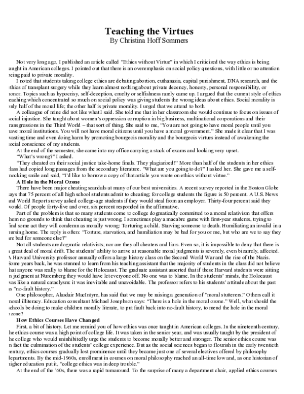 (PDF) Teaching the Virtues