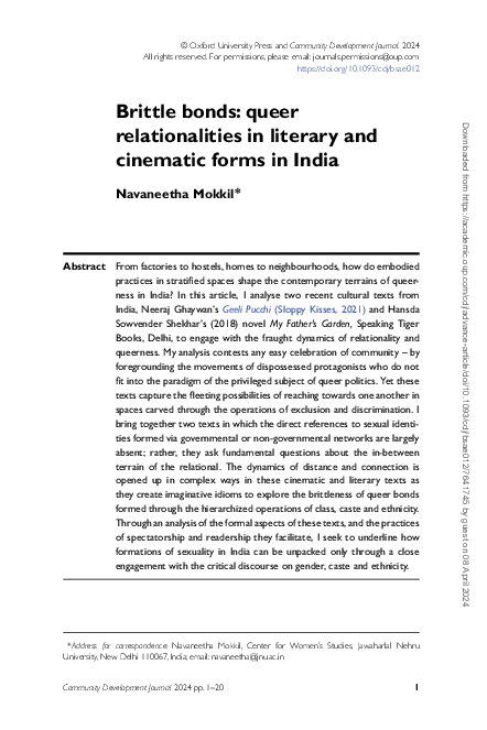 (PDF) Brittle bonds: queer relationalities in literary and cinematic ...