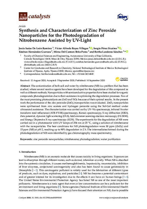 (PDF) Synthesis and Characterization of Zinc Peroxide Nanoparticles for ...