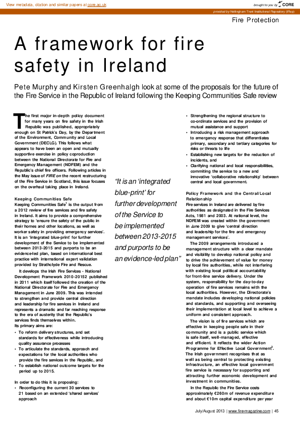 (PDF) A framework for fire safety in Ireland