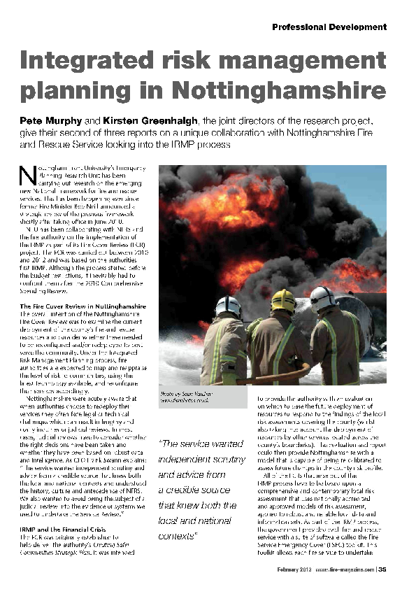 (PDF) Integrated risk management planning in Nottinghamshire