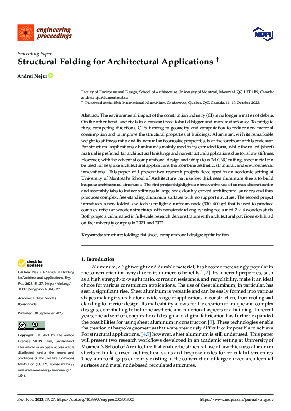 (PDF) Structural Folding for Architectural Applications