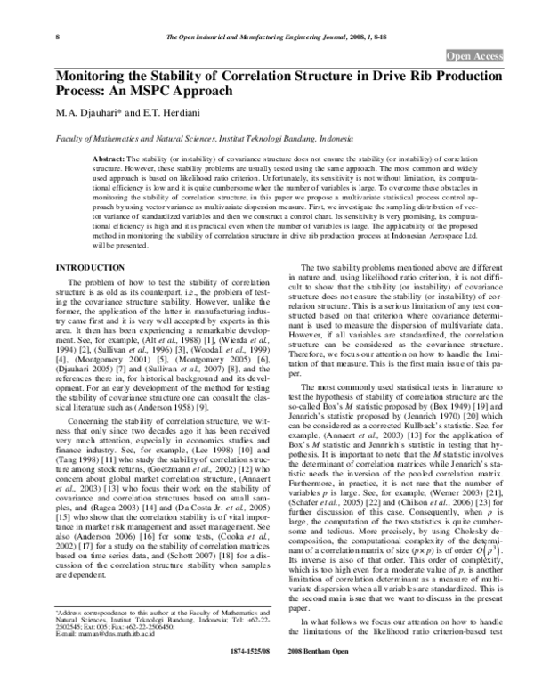 (PDF) Monitoring the Stability of Correlation Structure in Drive Rib Production Process: An MSPC ...