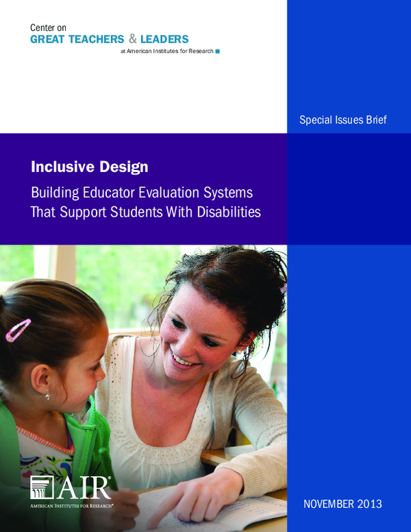 (PDF) Inclusive Design: Building Educator Evaluation Systems That ...