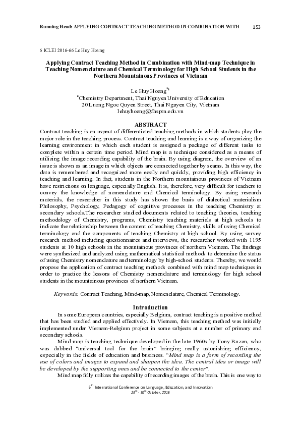 (PDF) Applying Contract Teaching Method in Combination With Mind-Map ...