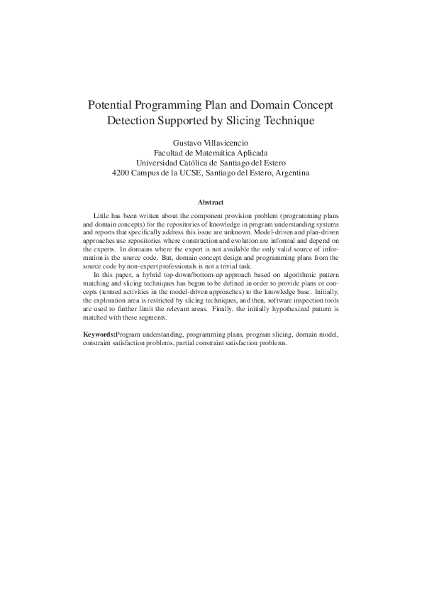 (PDF) Potential programming plan and domain concept detection supported by slicing technique