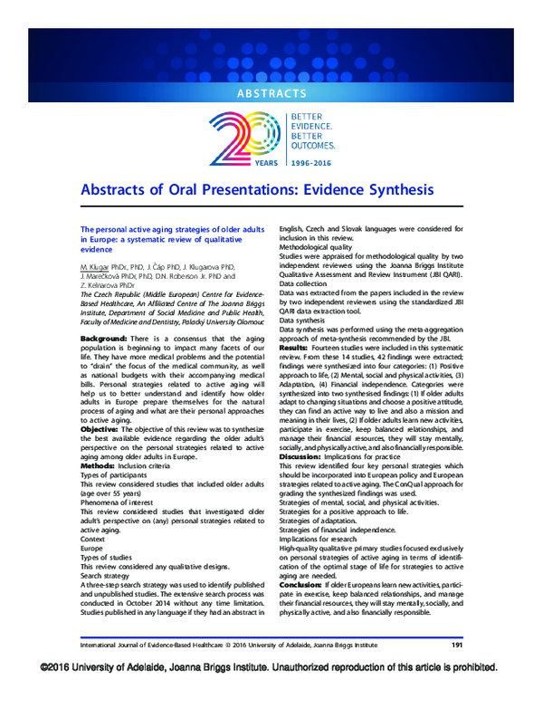 Pdf The Personal Active Aging Strategies Of Older Adults In Europe A