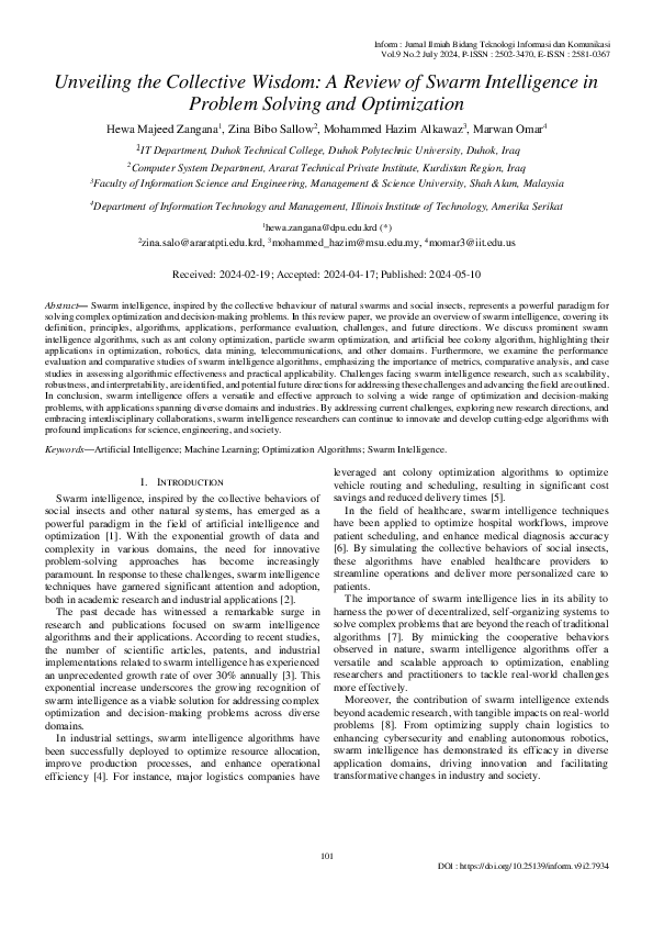 (PDF) Unveiling the Collective Wisdom: A Review of Swarm Intelligence in Problem Solving and ...