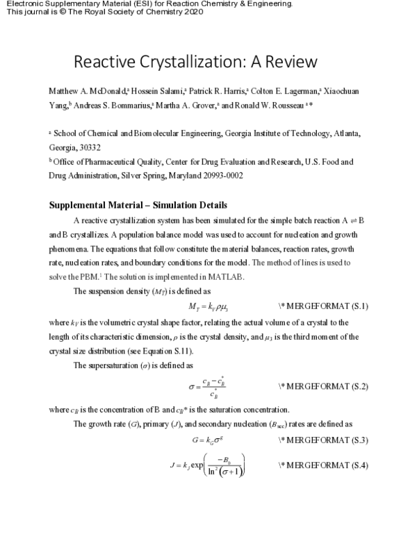 (PDF) Reactive crystallization: a review