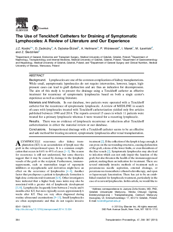 (PDF) The Use of Tenckhoff Catheters for Draining of Symptomatic ...