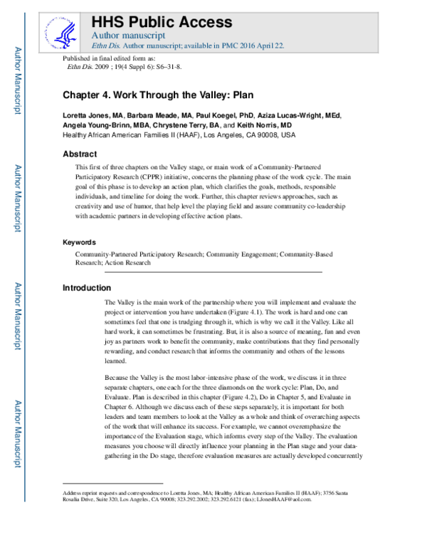 (PDF) Work through the valley: plan