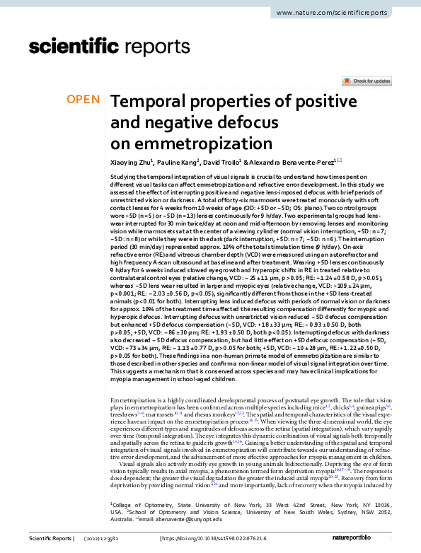 (PDF) Temporal properties of positive and negative defocus on ...