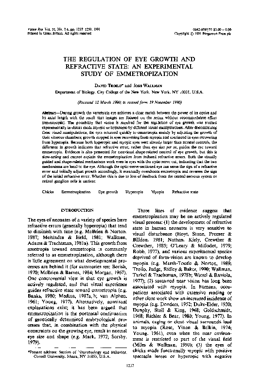 (PDF) The regulation of eye growth and refractive state: An ...