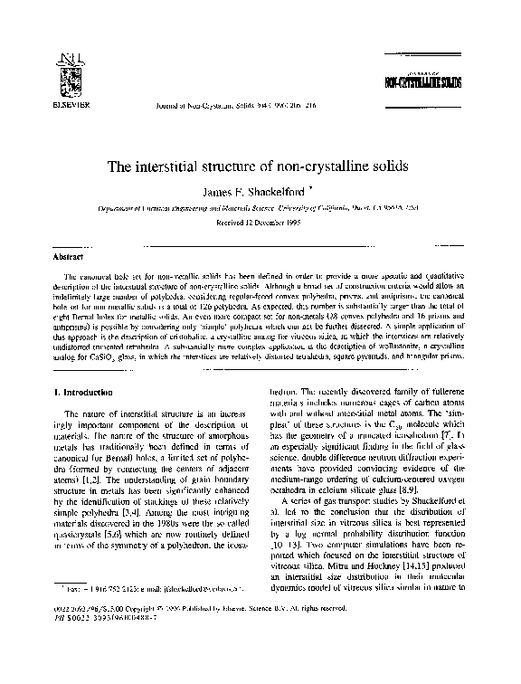 (PDF) The interstitial structure of non-crystalline solids