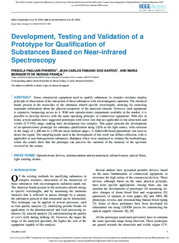 Pdf Development Testing And Validation Of A Prototype For Qualification Of Substances Based