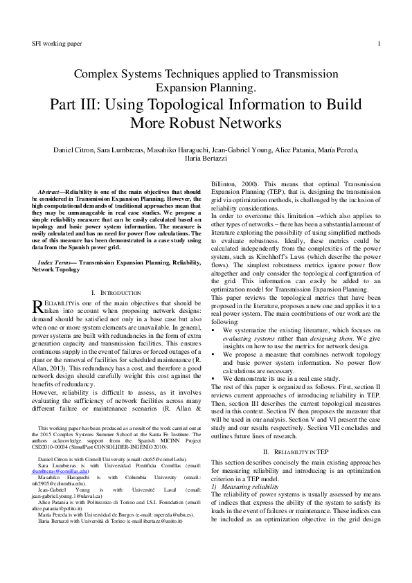 (PDF) Complex systems techniques applied to transmission expansion planning. Part I: generating ...