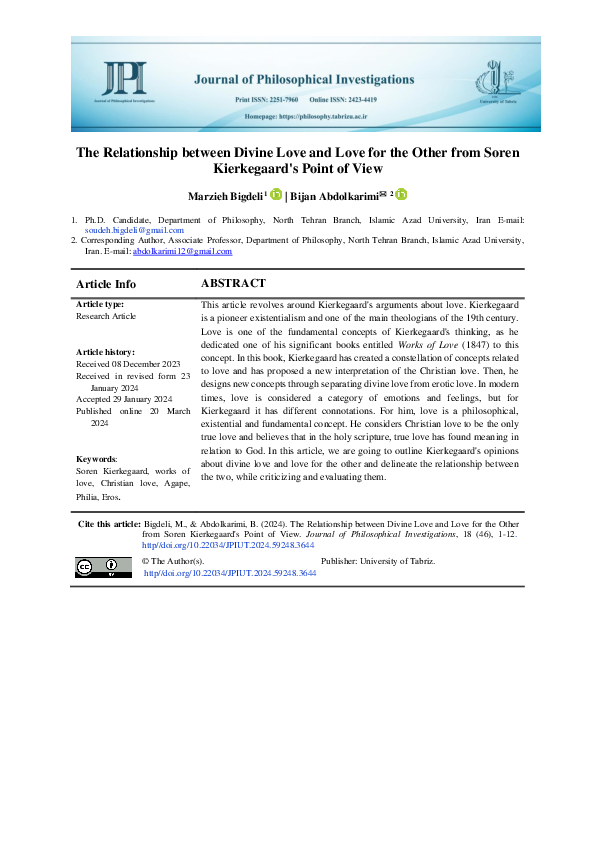 (PDF) The Relationship between Divine Love and Love for the Other from ...