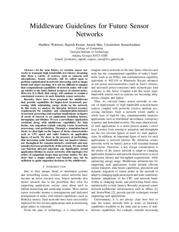 (PDF) Middleware guidelines for future sensor networks