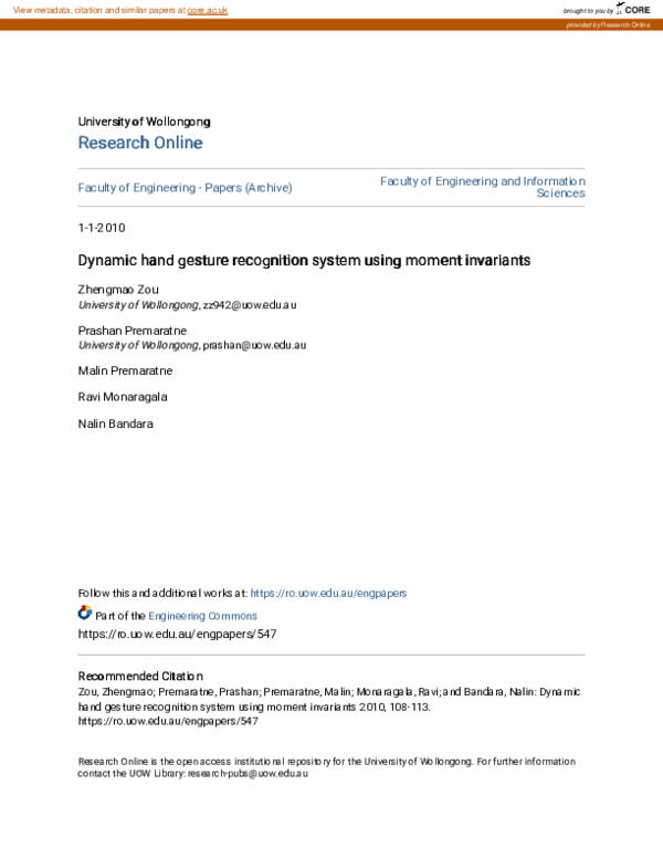 (PDF) Dynamic hand gesture recognition system using moment invariants ...