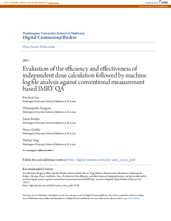 (PDF) Evaluation of the efficiency and effectiveness of independent dose calculation followed by ...