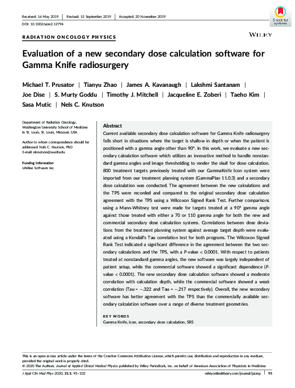 (PDF) Evaluation of a new secondary dose calculation software for Gamma ...