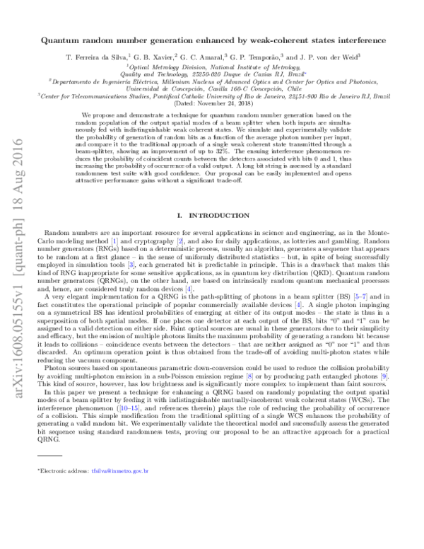 (PDF) Quantum random number generation enhanced by weak-coherent states ...