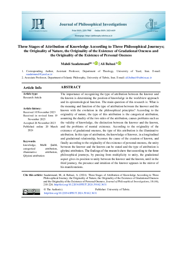 (PDF) Three Stages of Attribution of Knowledge According to Three ...