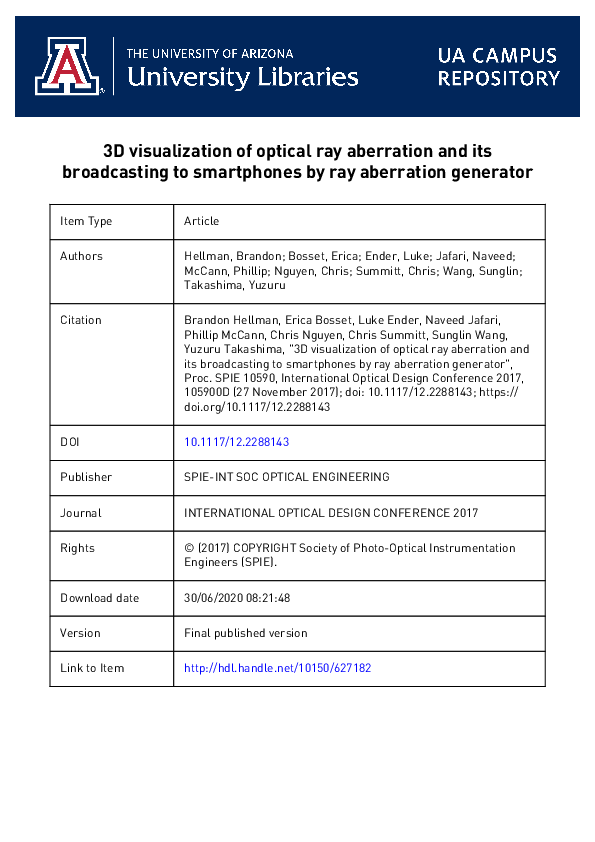 (PDF) 3D Visualization of Optical Ray Aberration and Its Broadcasting ...