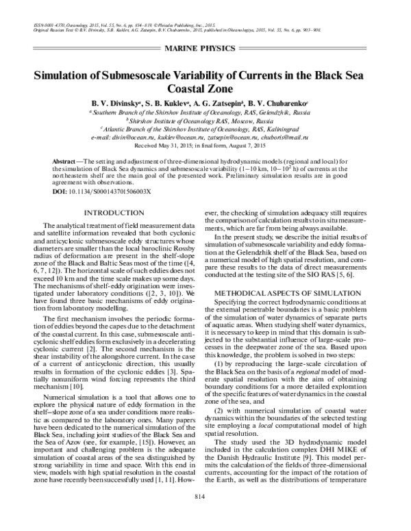 (PDF) Simulation of submesoscale variability of currents in the Black ...