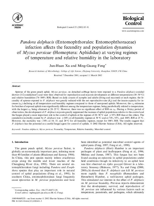 (PDF) Pandora delphacis (Entomophthorales: Entomophthoraceae) infection ...