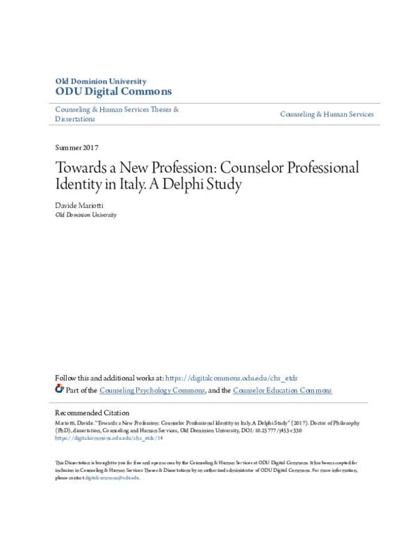 (PDF) Towards a New Profession: Counselor Professional Identity in ...