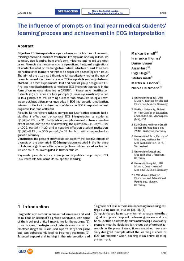 (PDF) The influence of prompts on final year medical students' learning ...