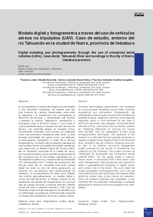 (PDF) Modelo digital y fotogrametría a través del uso de vehículos aéreos no tripulados (UAV).