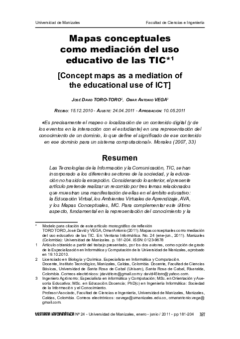 (PDF) Mapas conceptuales como mediación del uso educativo de las TIC ...