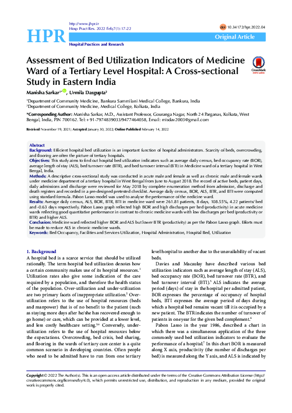 (PDF) Assessment of Bed Utilization Indicators of Medicine Ward of a ...