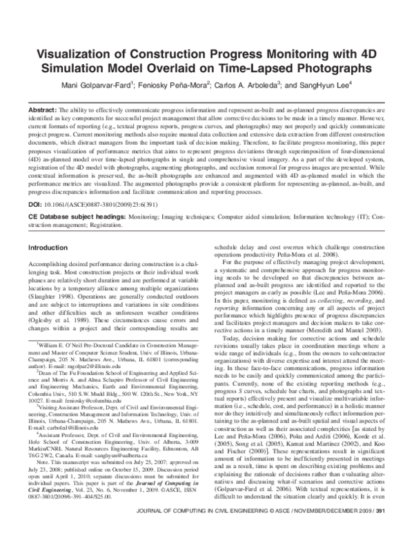 (PDF) Visualization of Construction Progress Monitoring with 4D ...