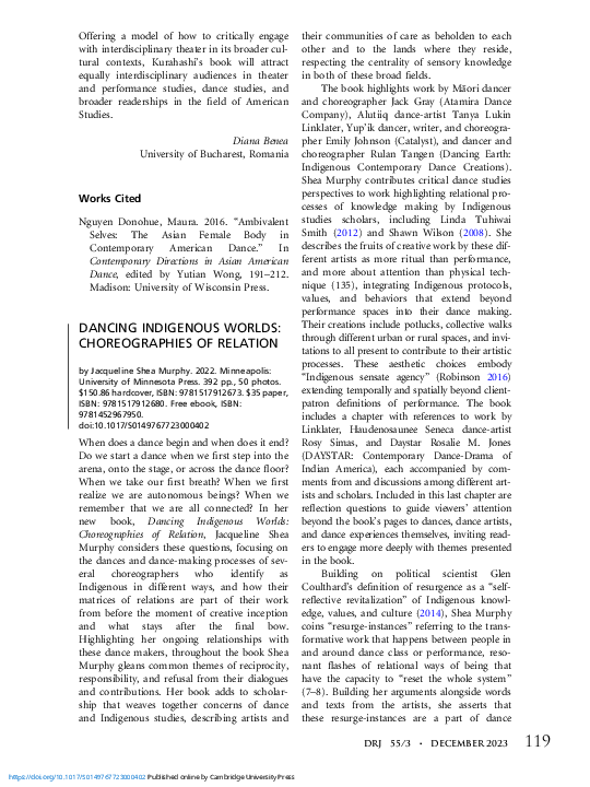 (PDF) DANCING INDIGENOUS WORLDS: CHOREOGRAPHIES OF RELATION
