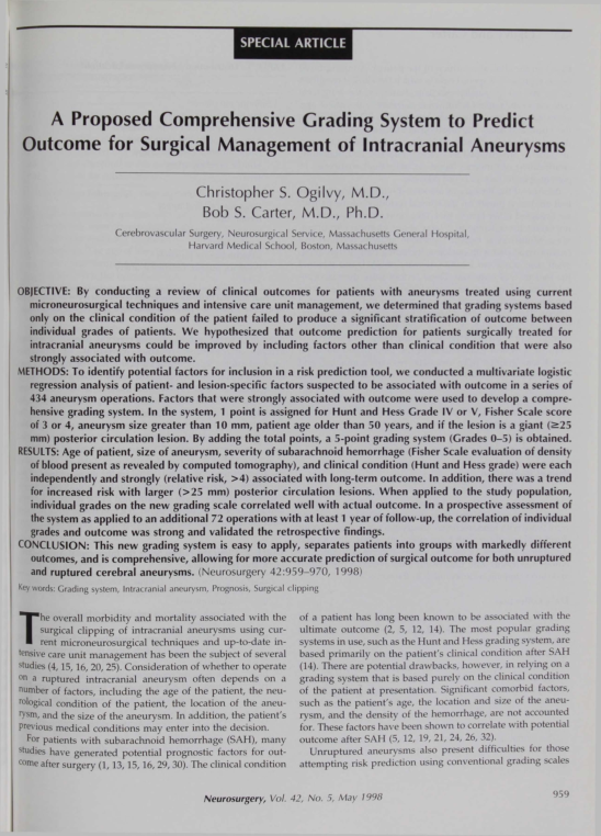 (PDF) A Proposed Comprehensive Grading System to Predict Outcome for ...