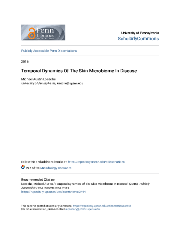 (PDF) Temporal dynamics of the skin microbiome in disease