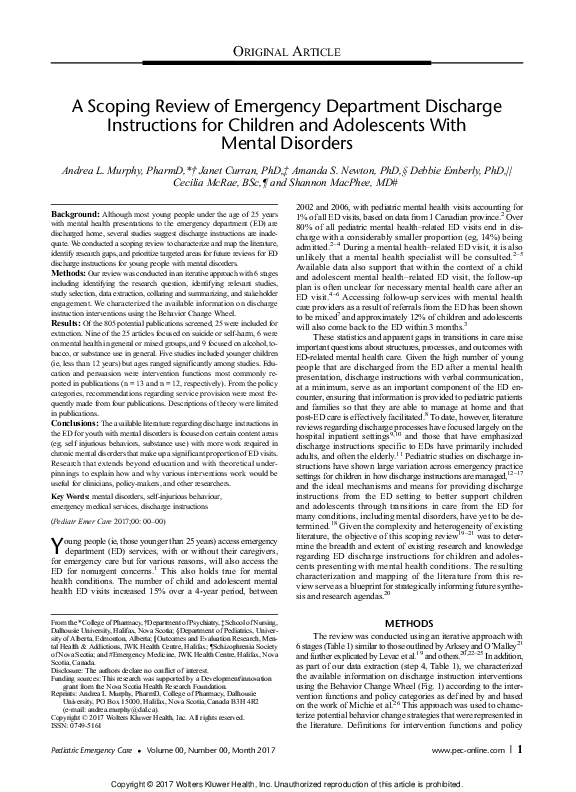 (PDF) A Scoping Review of Emergency Department Discharge Instructions ...